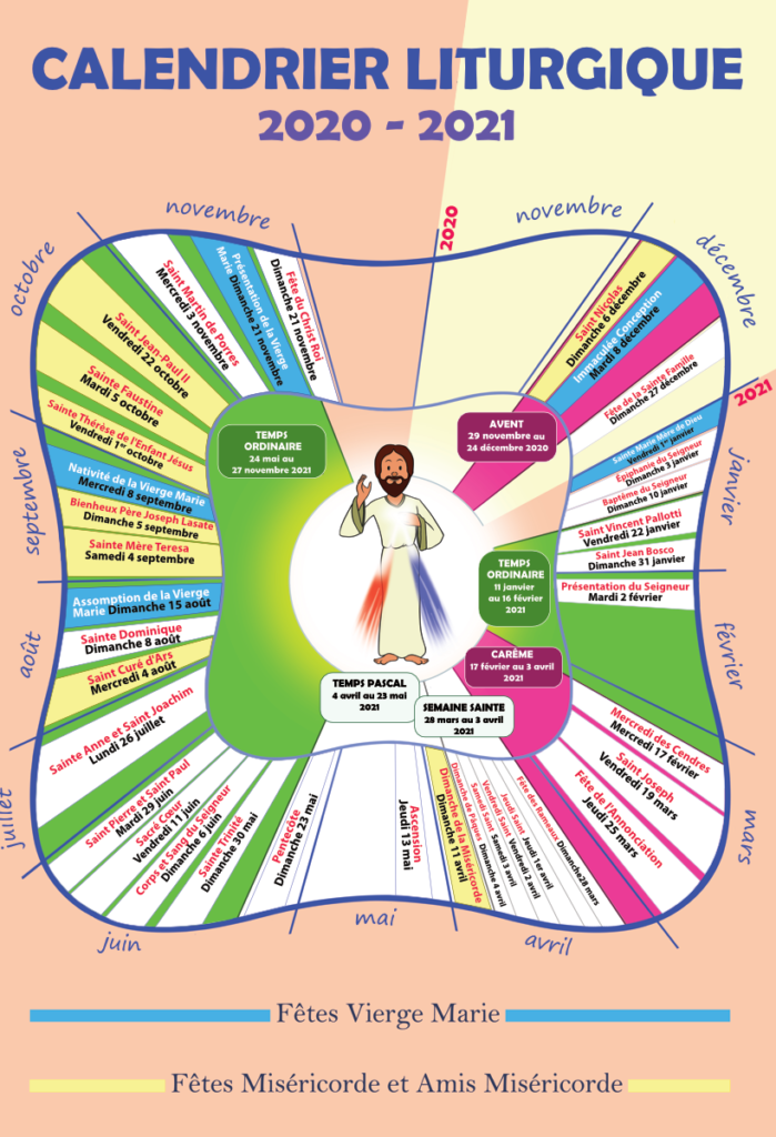 Calendrier liturgique 2020-2021 | ENFANTS MISERICORDE 7-11 ANS