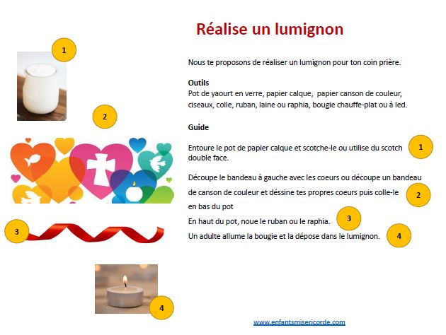 Jeu « Réalise un lumignon » | ENFANTS MISERICORDE 7-11 ANS